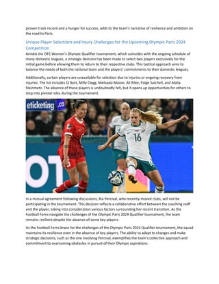 Paris 2024 New Zealand Football Ferns Squad Named for OFC Women’s ...