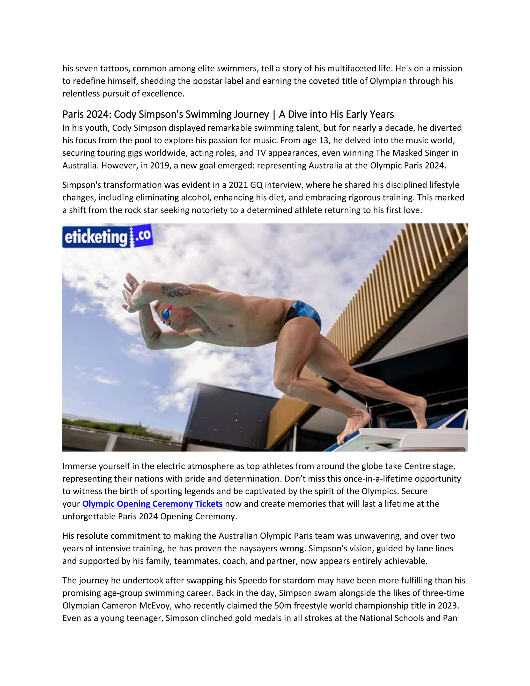 Paris 2024 Olympic Dreams: Popstar-turned-swimmer Cody Simpson's Quest ...