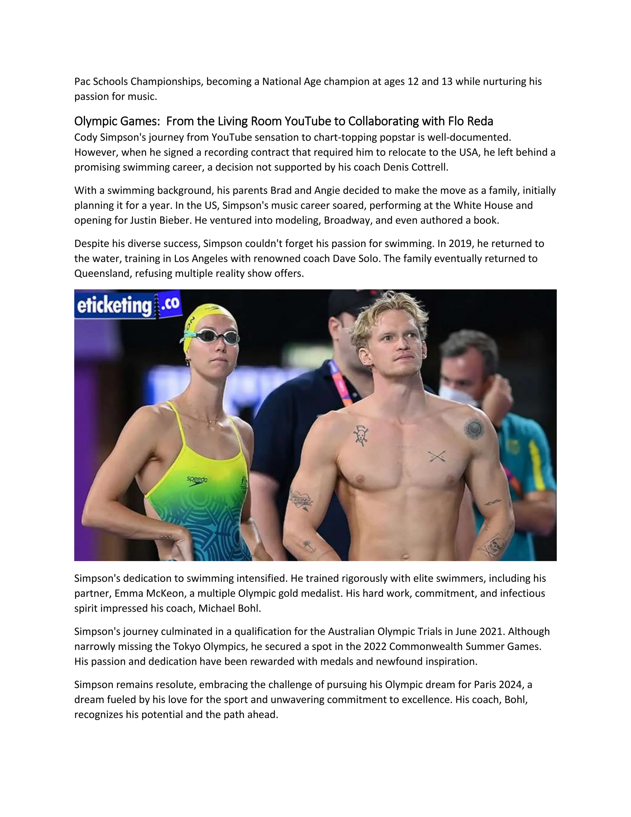 Paris 2024 Olympic Dreams: Popstar-turned-swimmer Cody Simpson's Quest ...