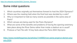 Paris 2024 Olympic Geographies - an activity | PDF | Summer Olympic ...