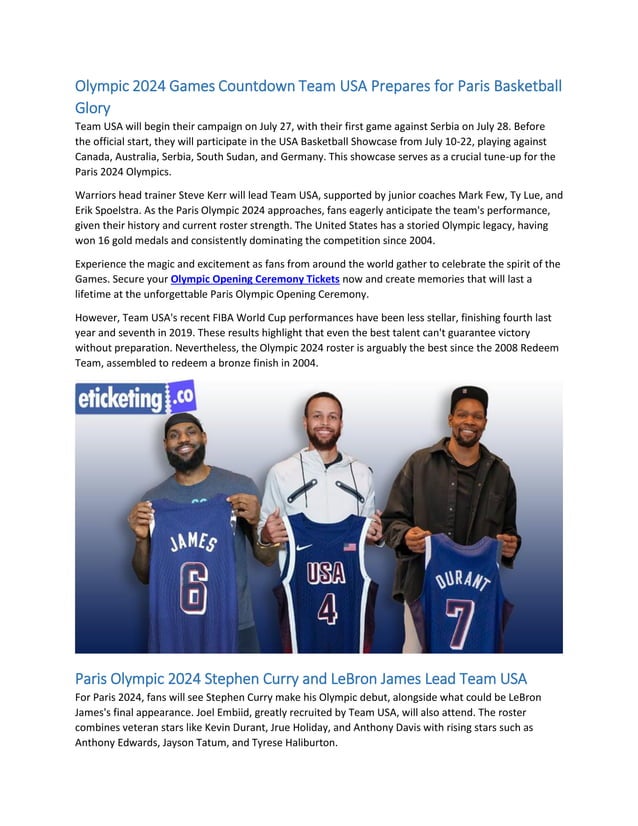 Paris 2024 Team USA Ready to Defend Gold with Star-Studded Roster in ...