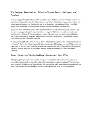 Paris 2024 U.S.A. Basketball Is Still an Awkward Fit at the Paris ...
