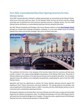Paris 2024 Unprecedented Seine River Opening Ceremony for Paris Olympic ...