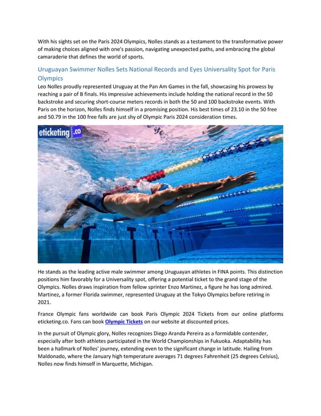 Paris 2024 Uruguayan Swimmer Leo Nolles Chases Olympic Dreams in Northern Michigan.pdf
