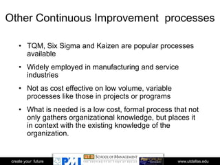 Continuous Project Mgmt Improvement through Best Practices | PDF
