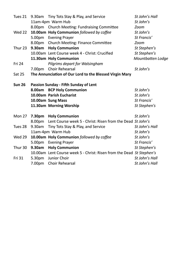 Parish Diary - March 23 | PDF