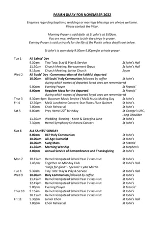 Parish Diary - Nov. 22 | PDF