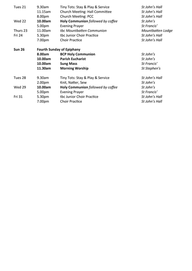 Parish Diary for December. 24 - January. 25 | PDF