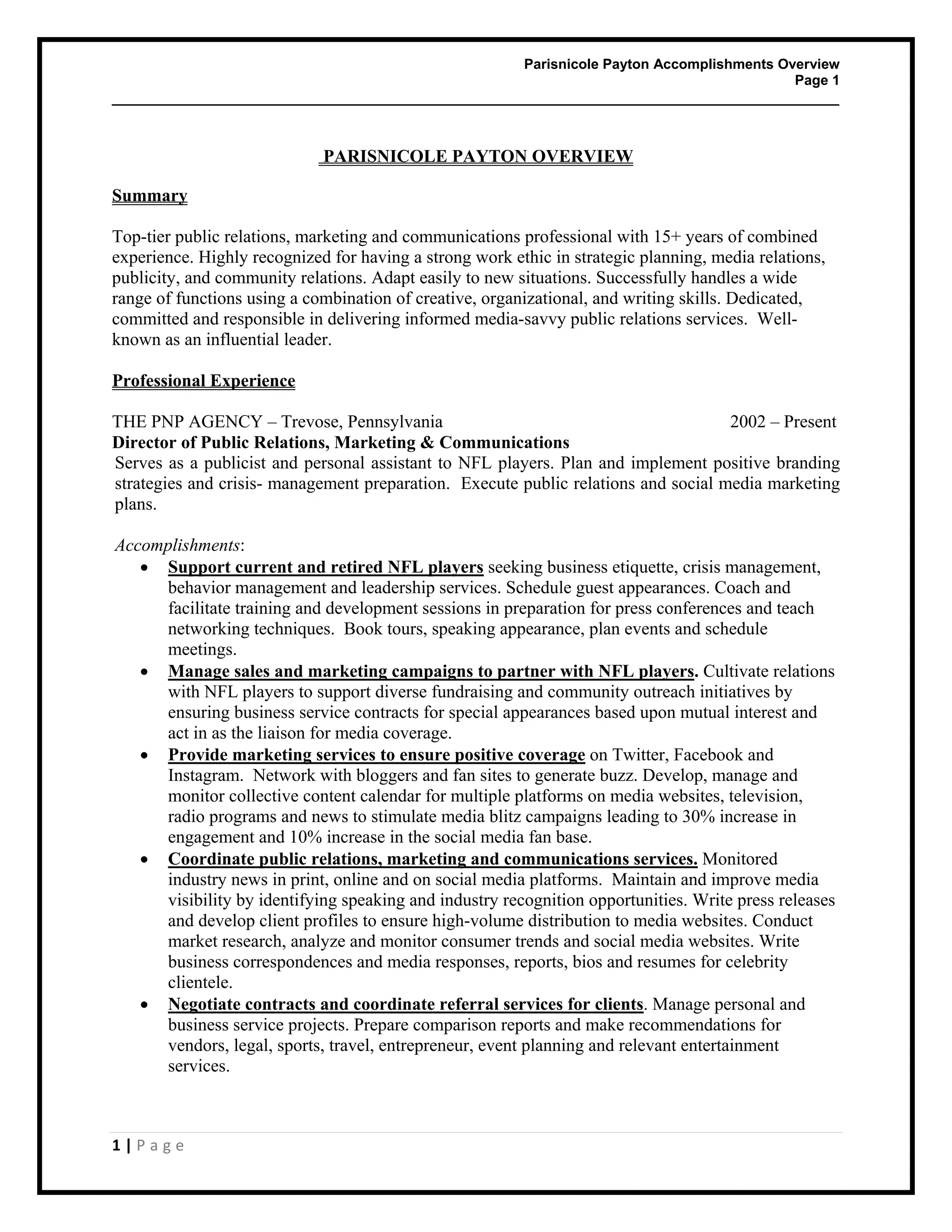Parisnicole payton Overview | PDF