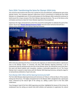 Paris Olympic 2024 Everything to Know About the Olympic Opening ...