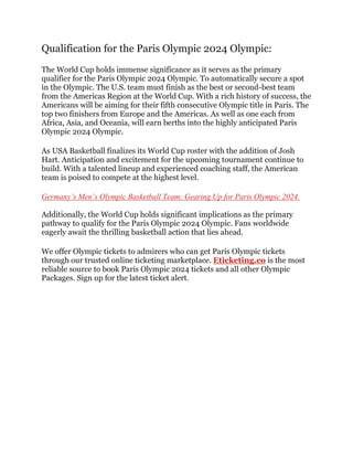 Paris Olympic 2024 Unveils Third Phase of Olympic Basketball Tickets ...