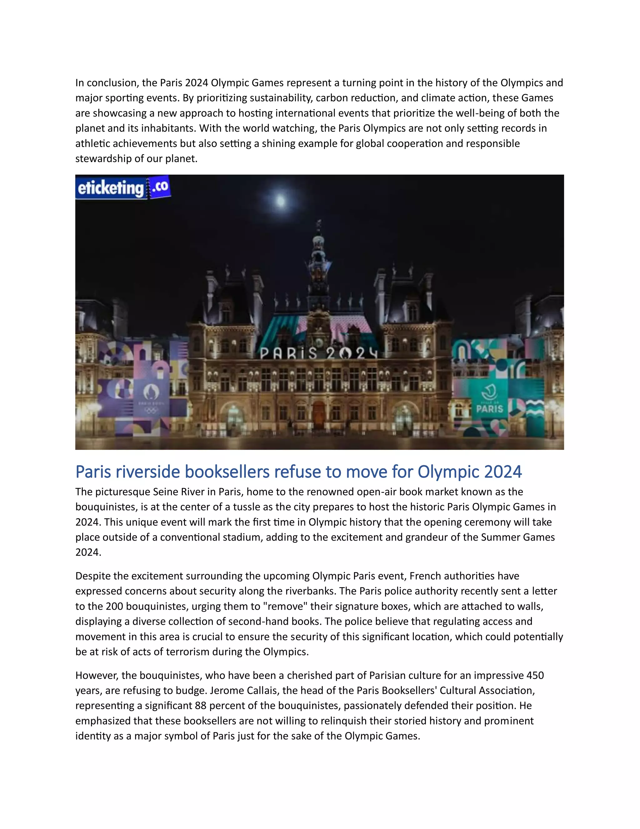 Paris Olympic organizers set specific environment-friendly measures for ...