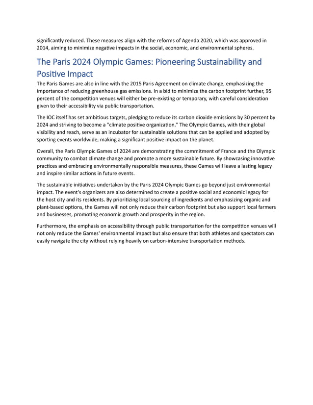 Paris Olympic organizers set specific environment-friendly measures for ...