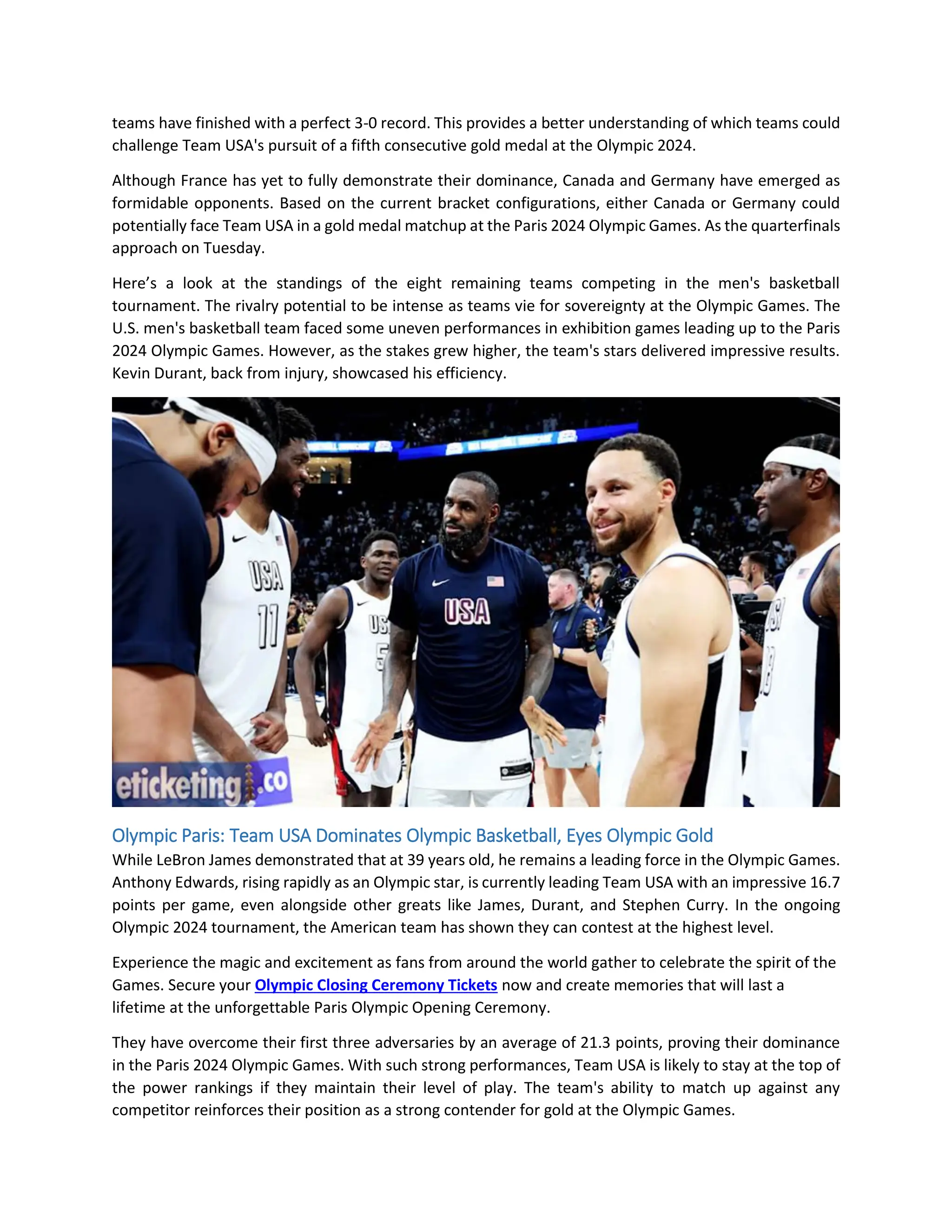 Paris Olympic Steph Curry and Team USA Ready for Men's Basketball Quarterfinals at Paris 2024.pdf