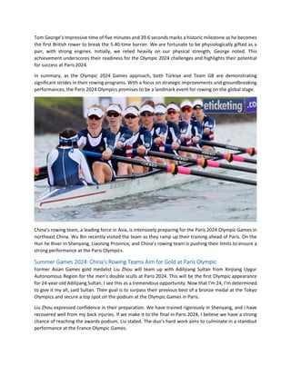 Paris Olympic Turkish Rowing Sets Sail for Paris 2024 History with ...