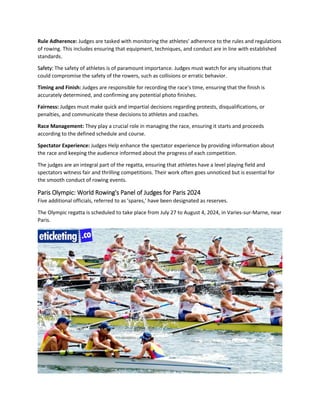 Paris Olympic: World Rowing Judges Unveiled for the Paris 2024 Regattas ...