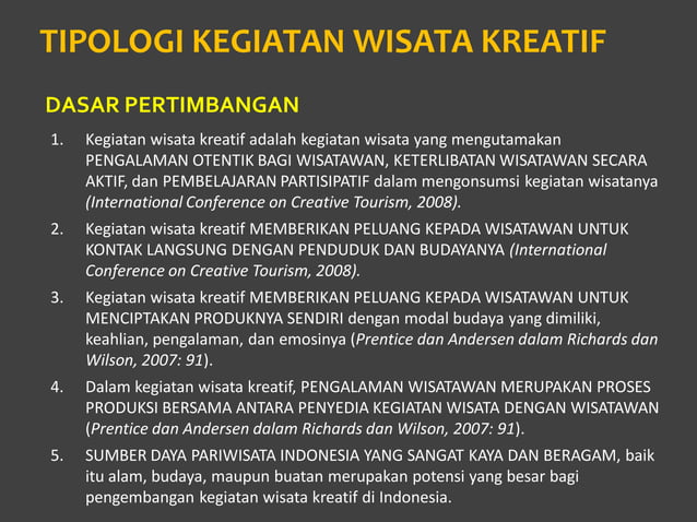 Pengembangan Pariwisata Kreatif di Indonesia | PDF