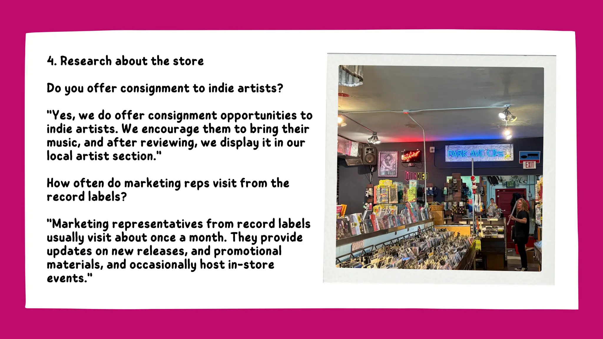 Retail Store Scavenger Hunt - Park Ave CDs store | PDF
