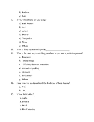 Park avenue deo project report | DOCX