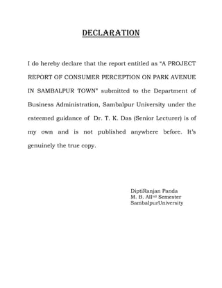 Park avenue deo project report | DOCX