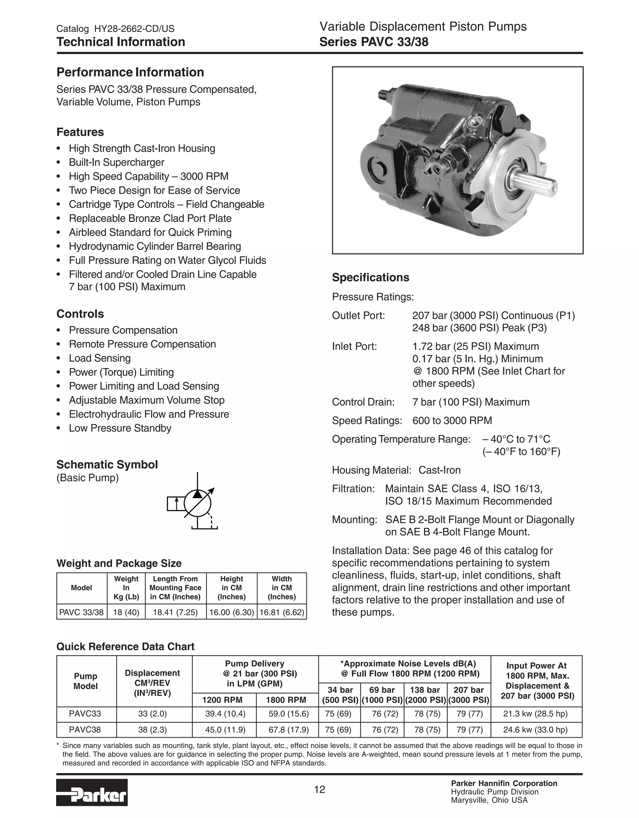 Parker (pavc,-pavc33,-pavc38,-pavc65,-pavc100)-hydraulic-piston-pumps ...