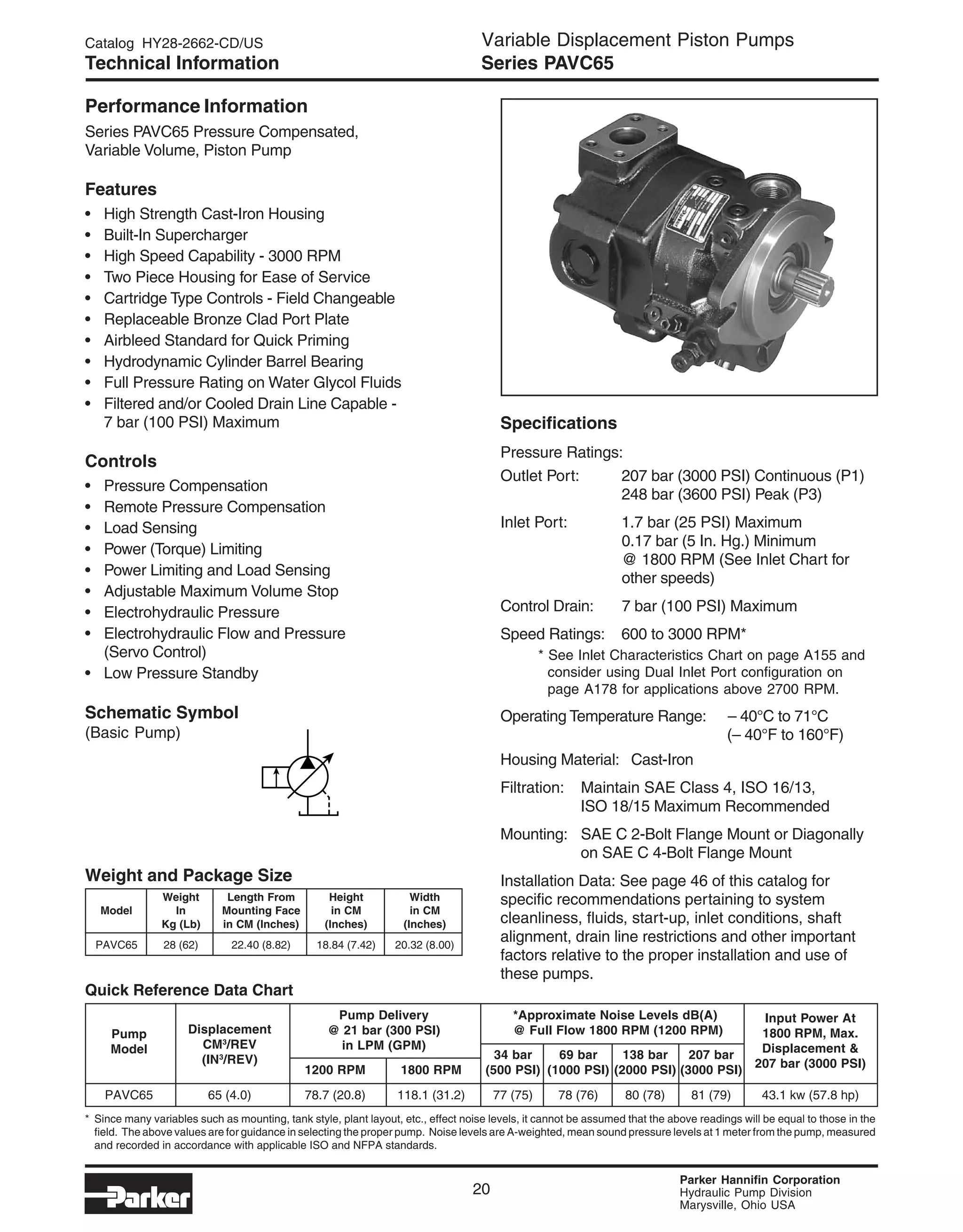 Parker (pavc,-pavc33,-pavc38,-pavc65,-pavc100)-hydraulic-piston-pumps ...