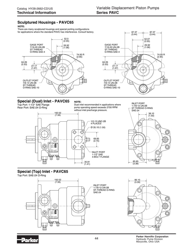 Parker (pavc,-pavc33,-pavc38,-pavc65,-pavc100)-hydraulic-piston-pumps ...