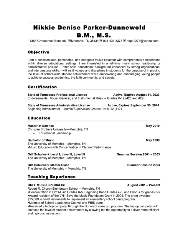 Parker Nikkie D Resume | DOC