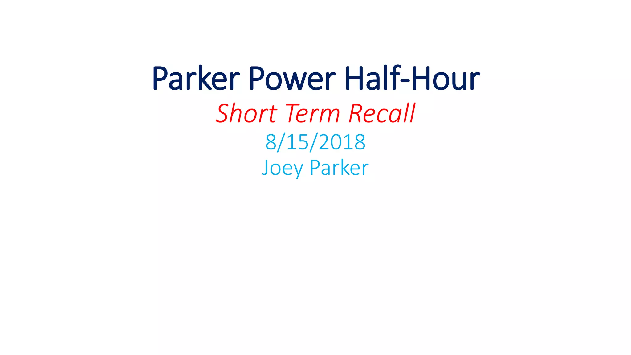 Parker power half hour | PPT