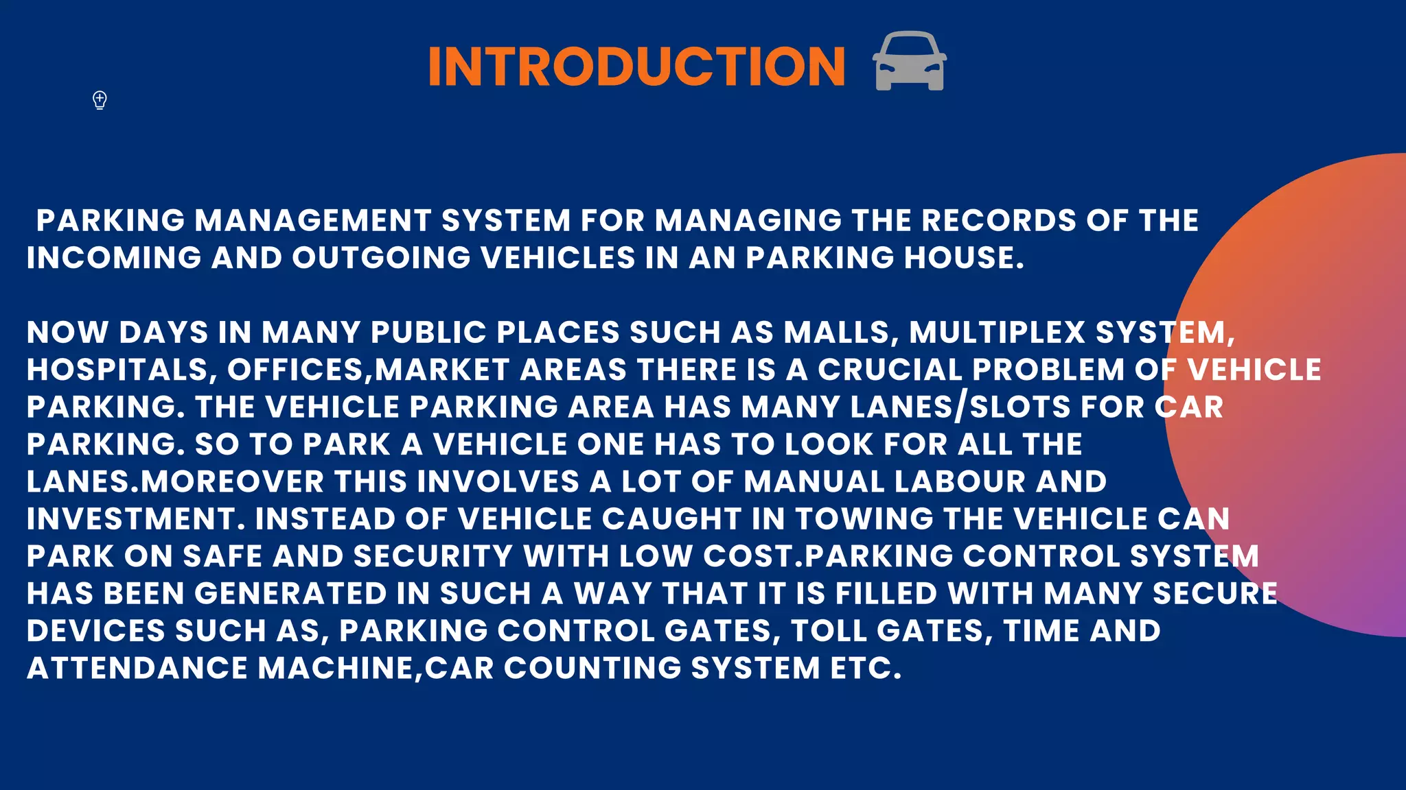 PARKING MANAGEMENT PPT | PDF