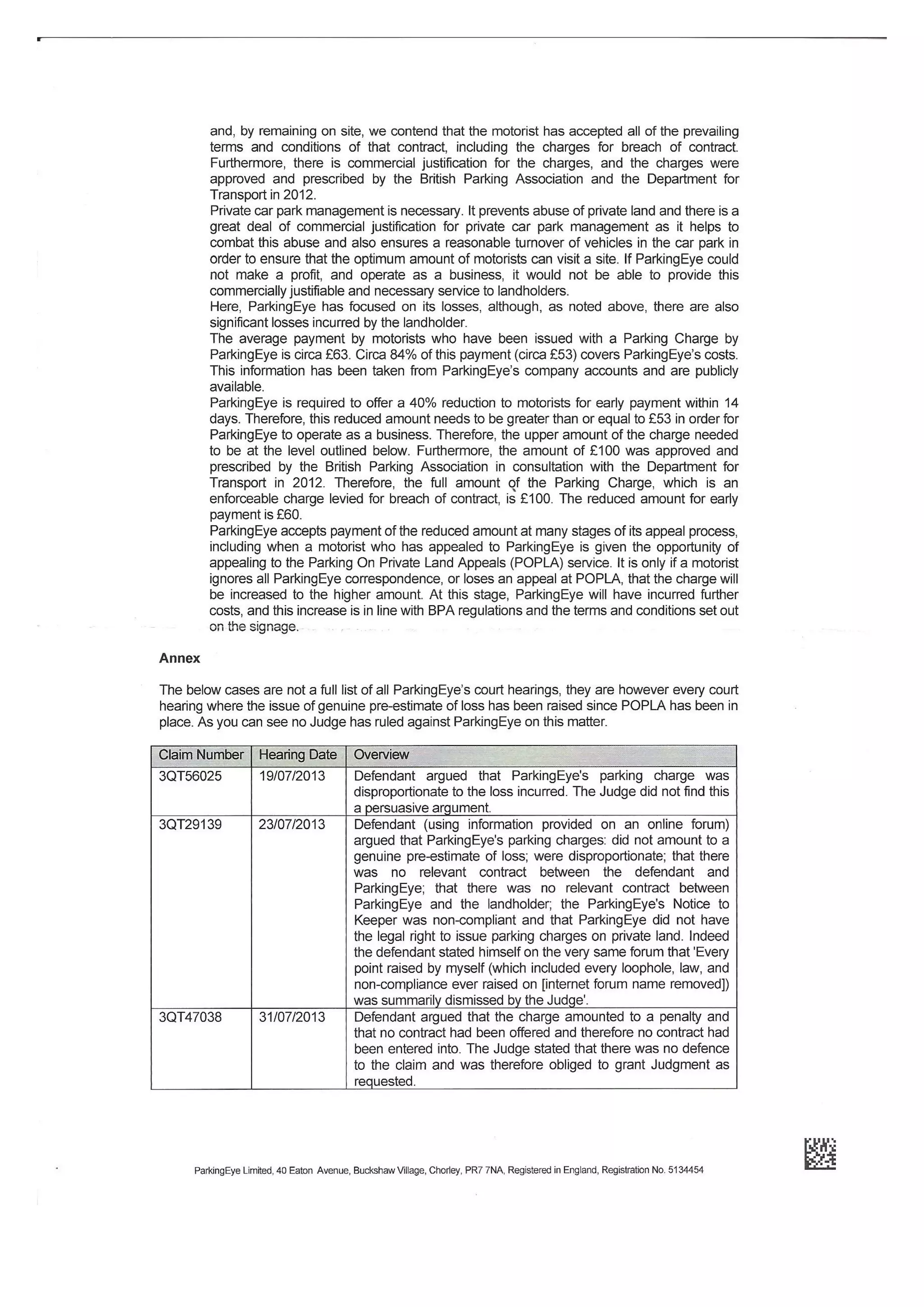 Parking eye reply | PDF