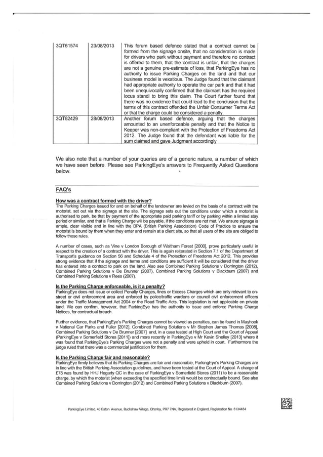 Parking eye reply | PDF