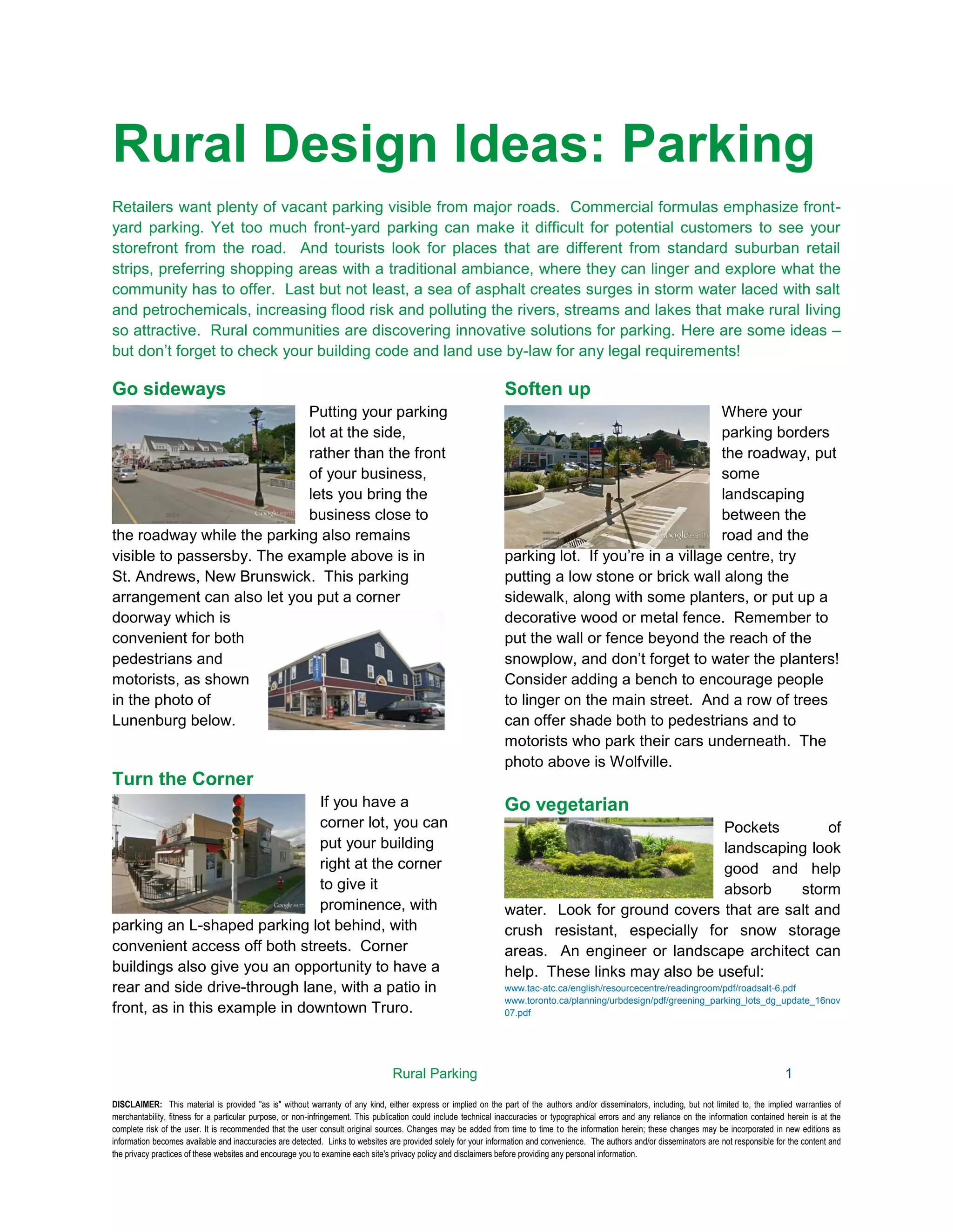 Rural Design Ideas: Parking | PDF