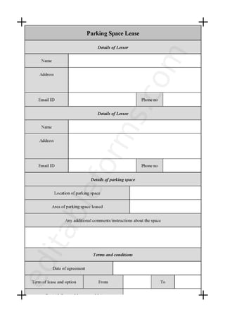 Parking Space Lease Fillable PDF Template | PDF