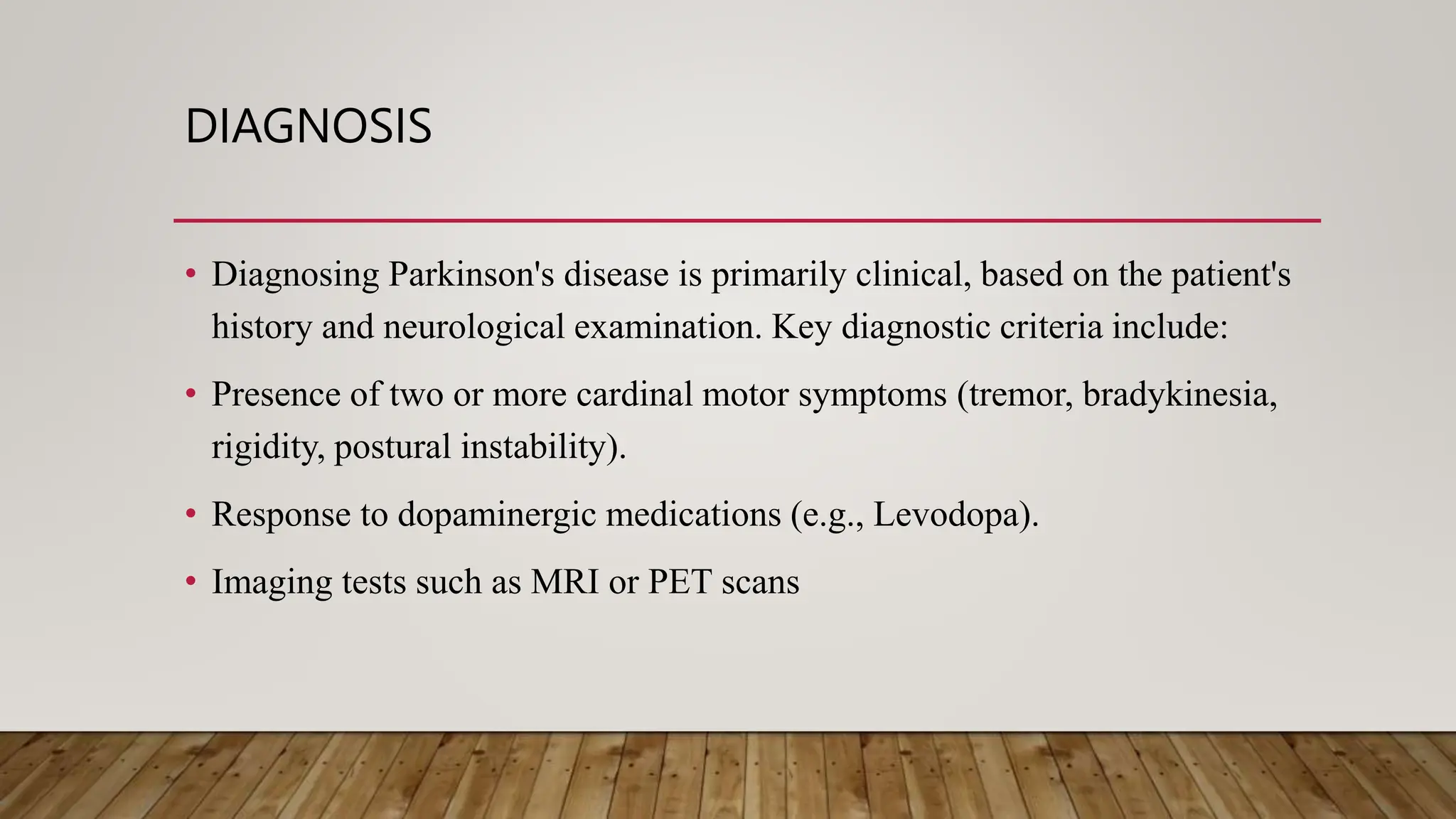 parkinson disease -defination ,etiology,clinical manifestations, diagnosis, treatment. | PPTX
