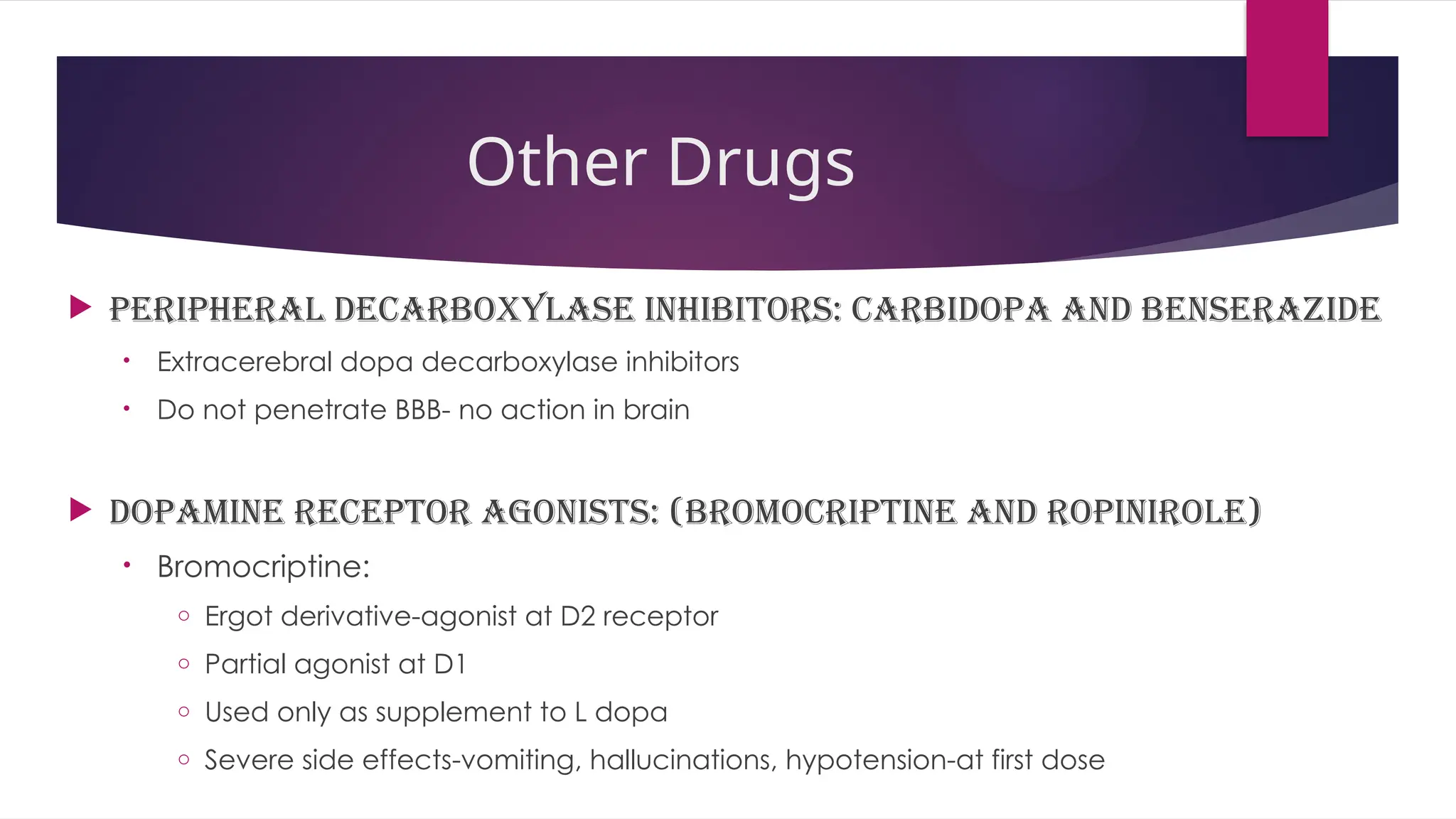 Antiparkinsonian drugs their Mechanism of action, Pharmacokinetics and ...