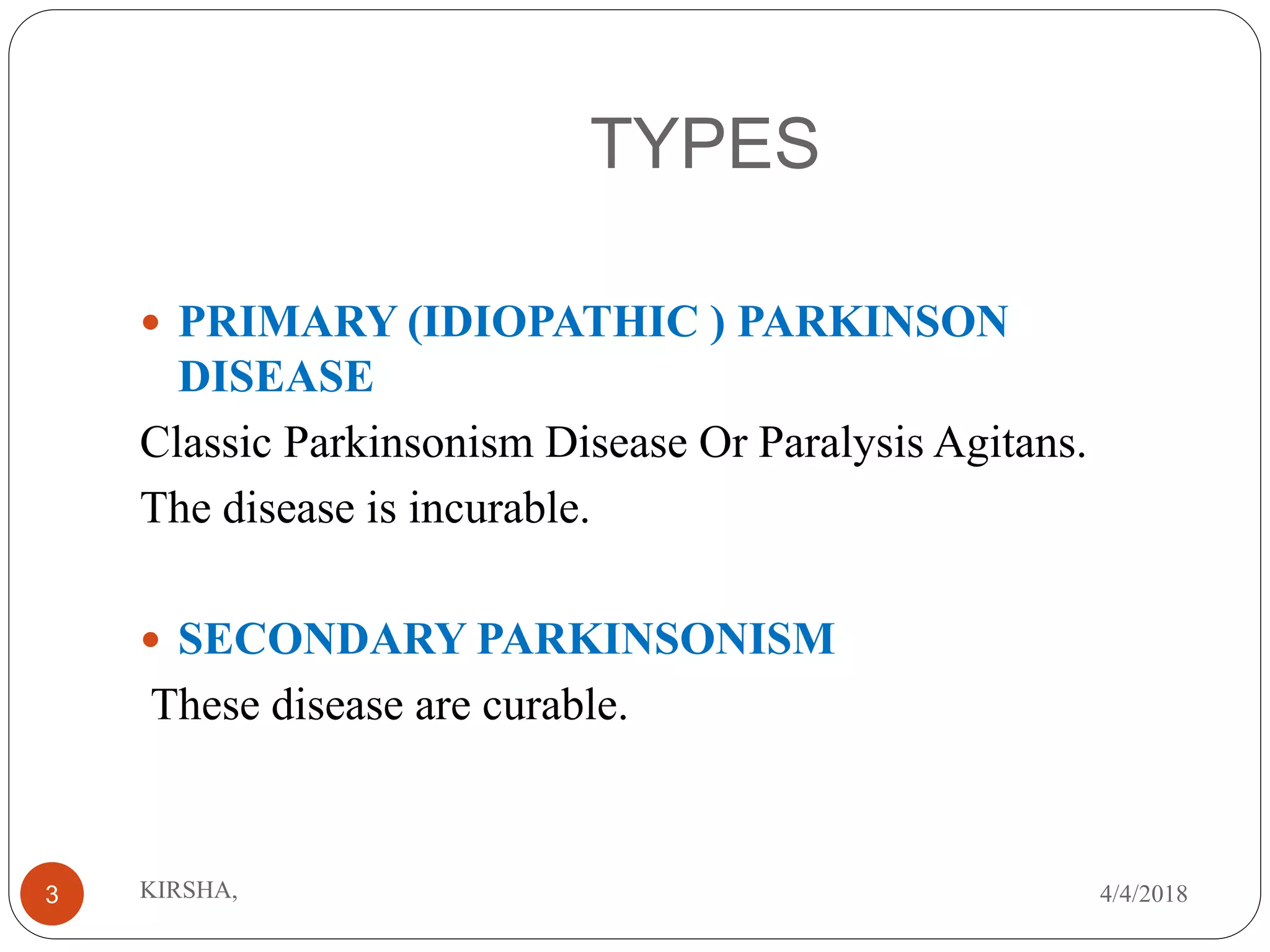 Parkinsonism - management | PPTX