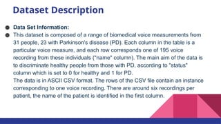 PARKINSON ML using machine learning and SVM | PPTX