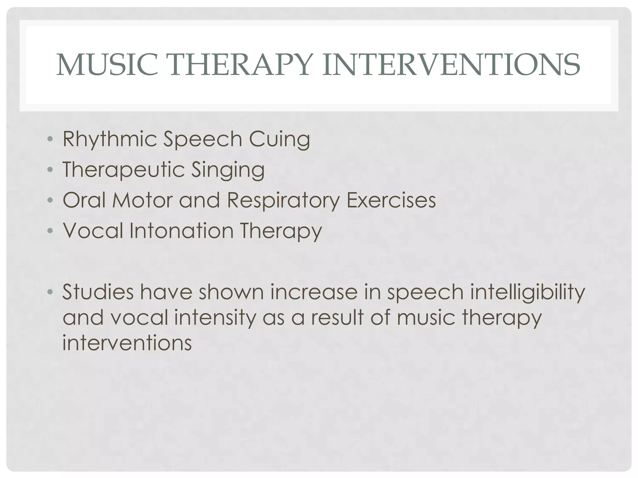 Music Therapy for Parkinson's Disease. | PPTX