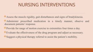Nursing management of patient with PARKINSONS DISEASE | PPTX