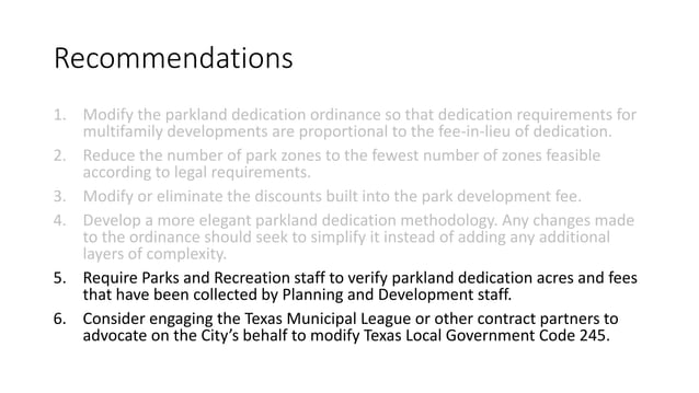 Parkland Dedication Audit | PPT