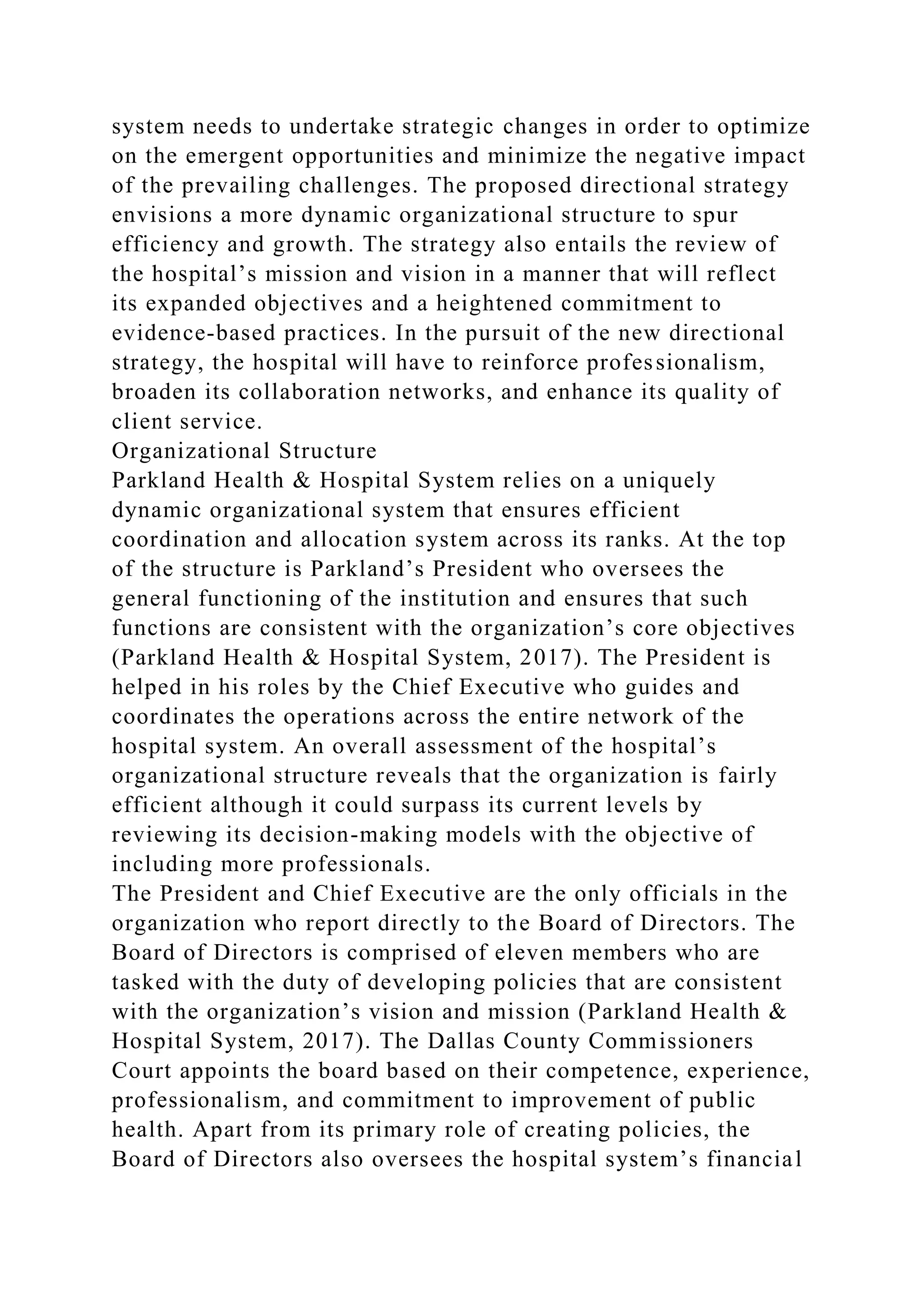 Parkland Health & Hospital System Balanced Score Card Briefing.docx