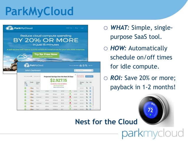 ParkMyCloud - Overview for January 2016 TechBreakfast | PPTX | Cloud ...