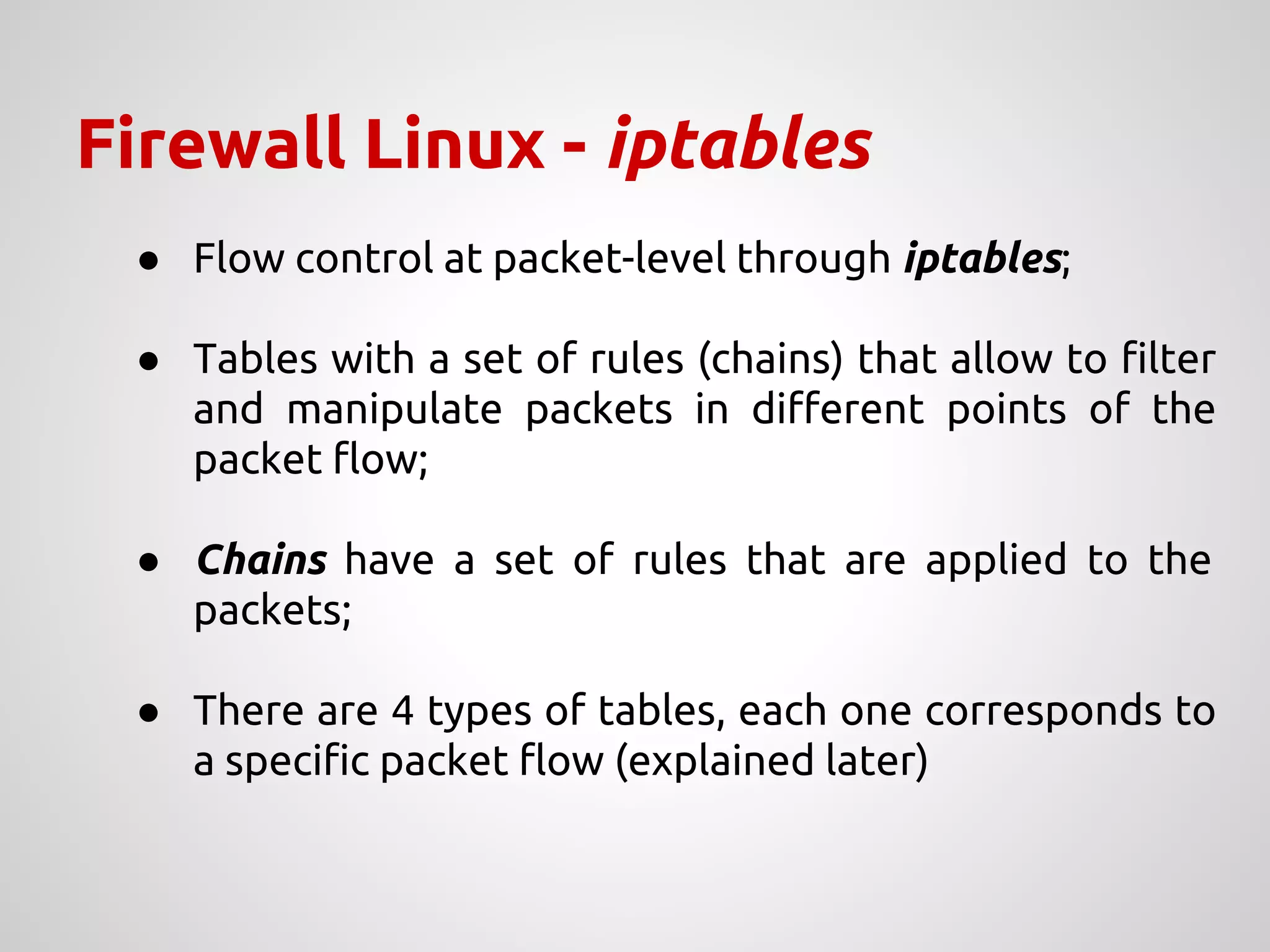 NAT and firewall presentation - how setup a nice firewall | PDF