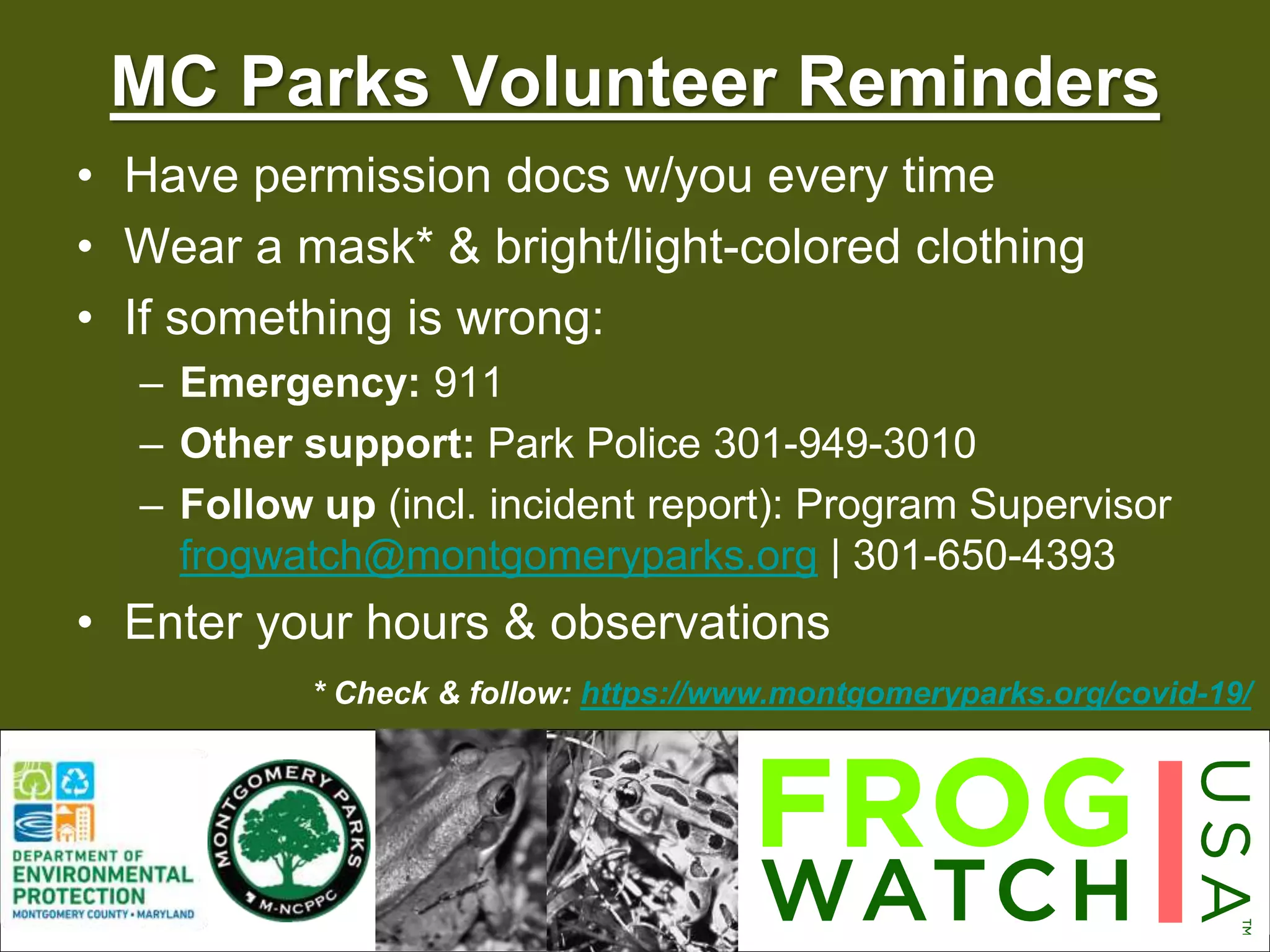 Parks breakout room from FrogWatch 102 training | PPT