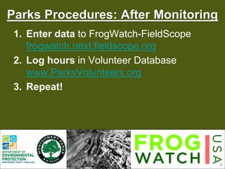 Parks breakout room from FrogWatch 102 training | PPT