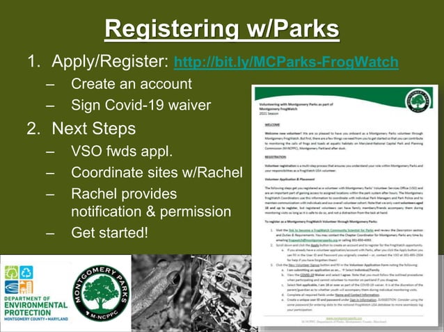 Parks breakout room from FrogWatch 102 training | PPT