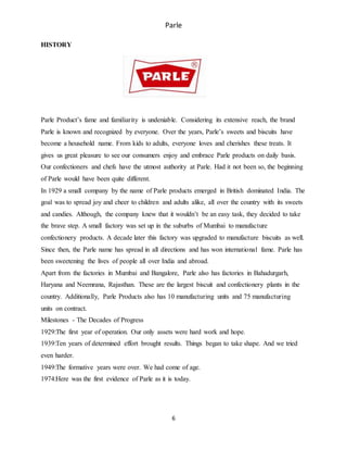 Parle company history of product | DOCX
