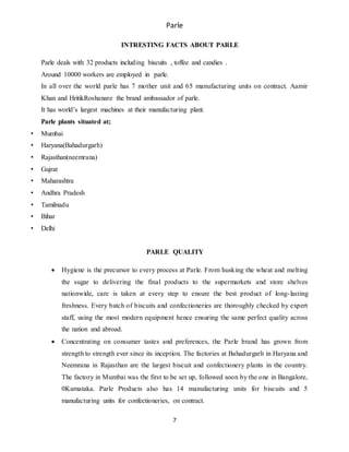 Parle company history of product | DOCX