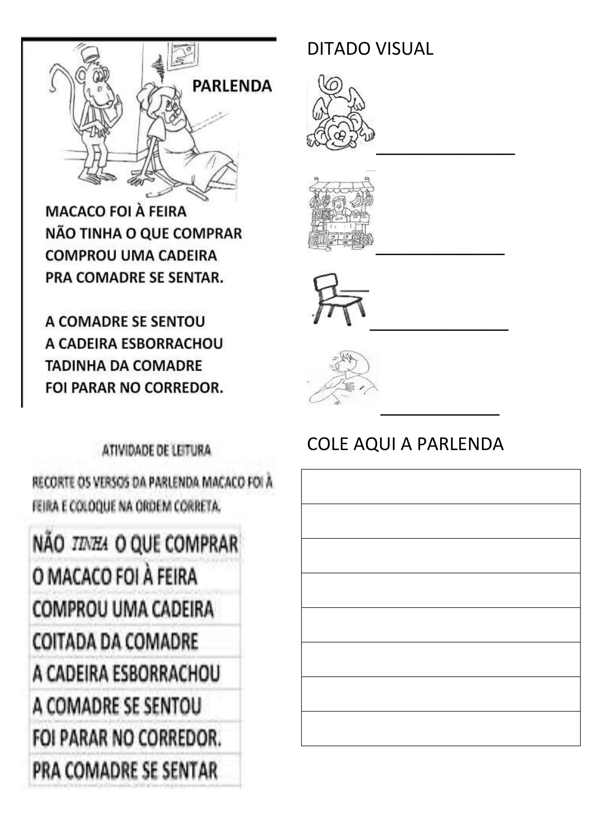 Parlenda do macaco foi a feira atividades1 | PDF